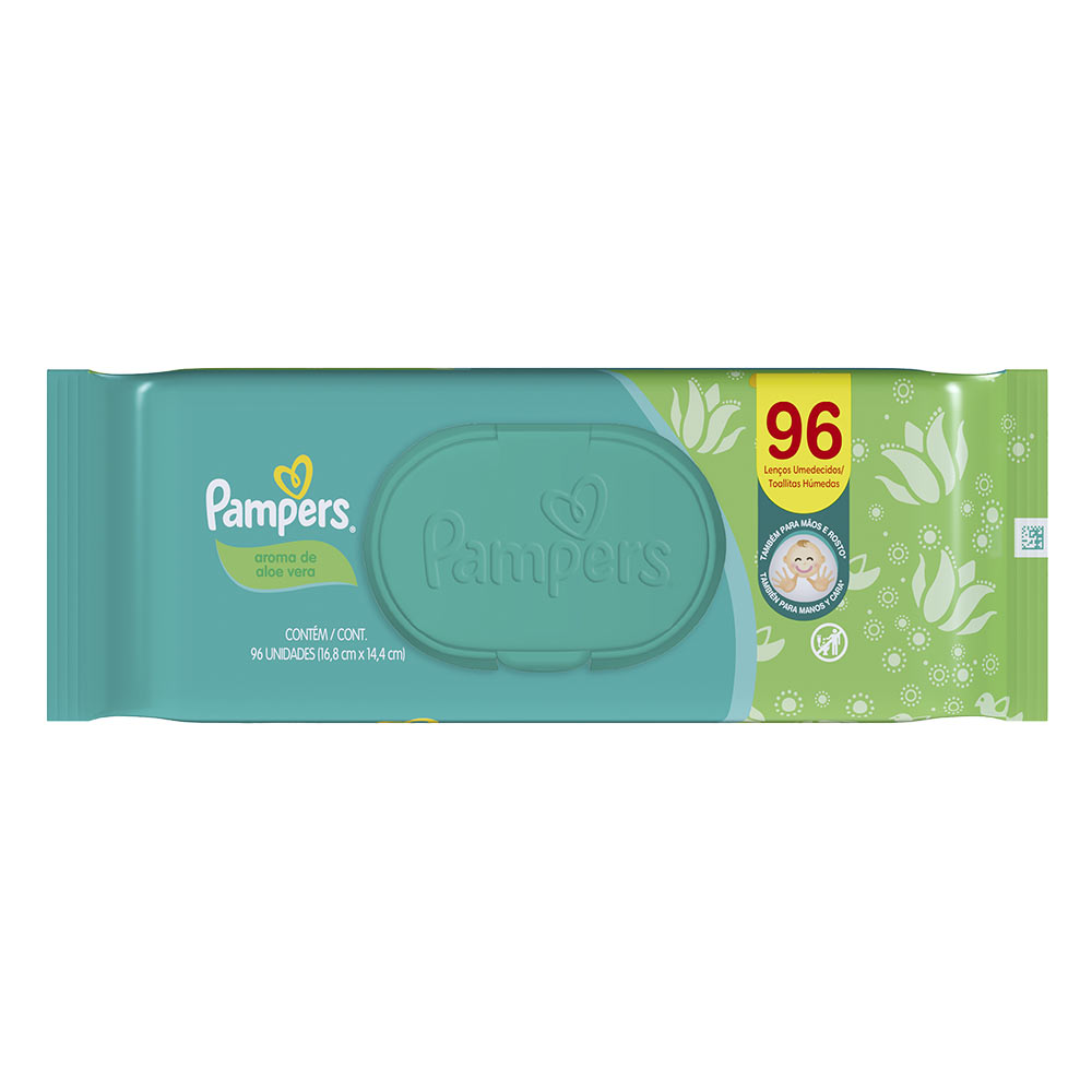 Lenço Umedecido Infantil Aloe Vera Pampers 96 Unidades Tenda Atacado