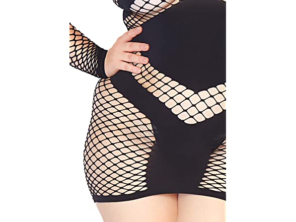 Plus Size Sexy Diamon Fishnet Mini Dress