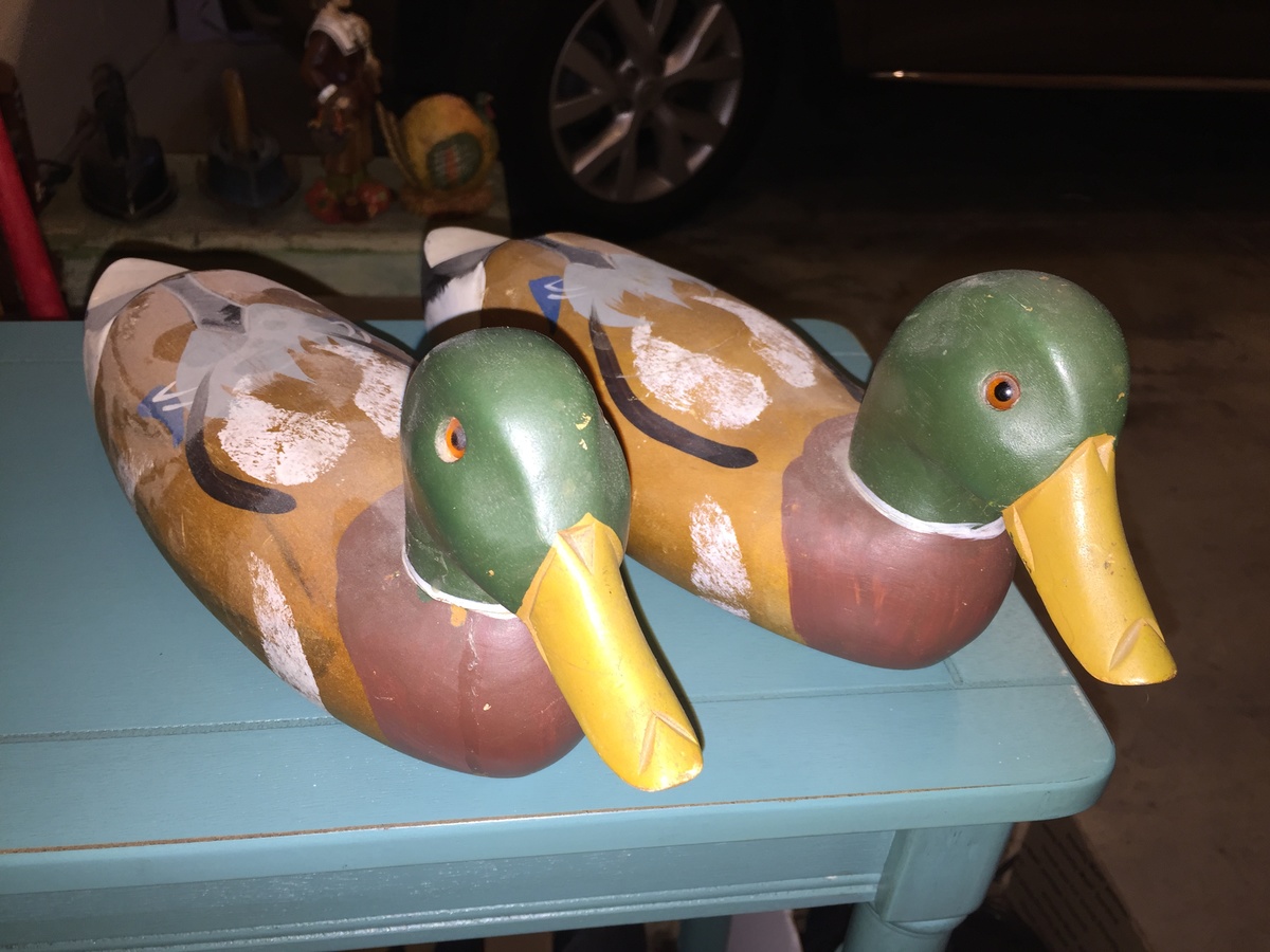 Vintage Wood Duck Decoys I Believe Appears To Be Mallards I Think