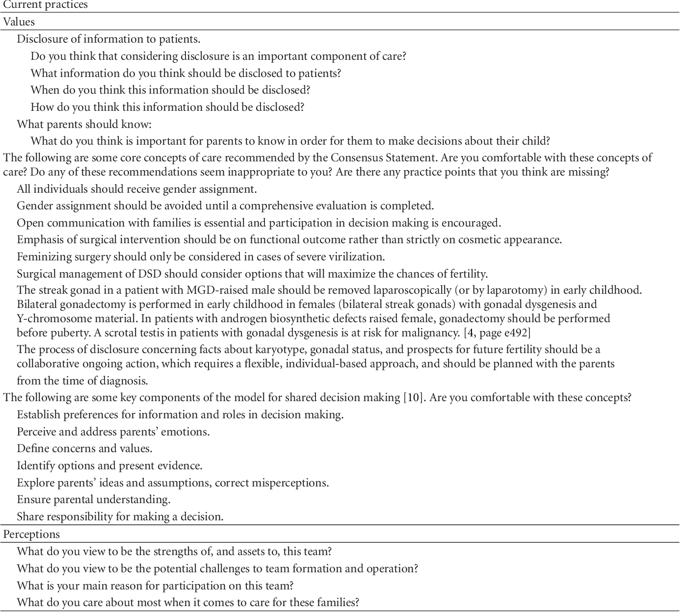 Table 1 From Developing A Multidisciplinary Team For Disorders Of Sex