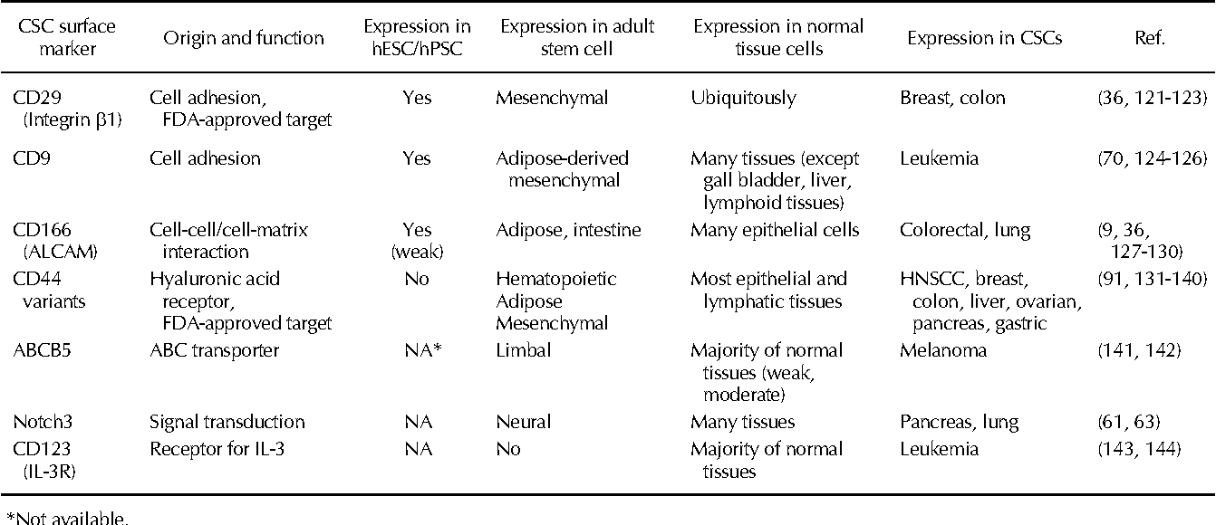 Figure 1 From Cancer Stem Cell Surface Markers On Normal Stem Cells