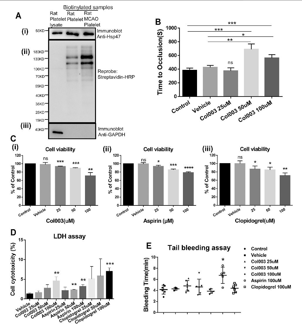 Hsp47 Inhibitor Col003 Attenuates Collagen Induced Platelet Activation