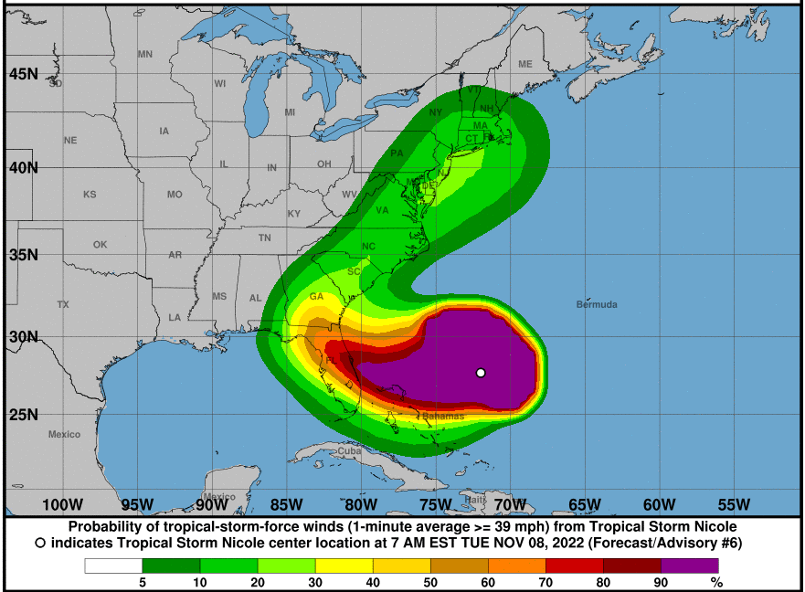 Nicole Strengthens To Tropical Storm Moves Toward Bahamas And Florida