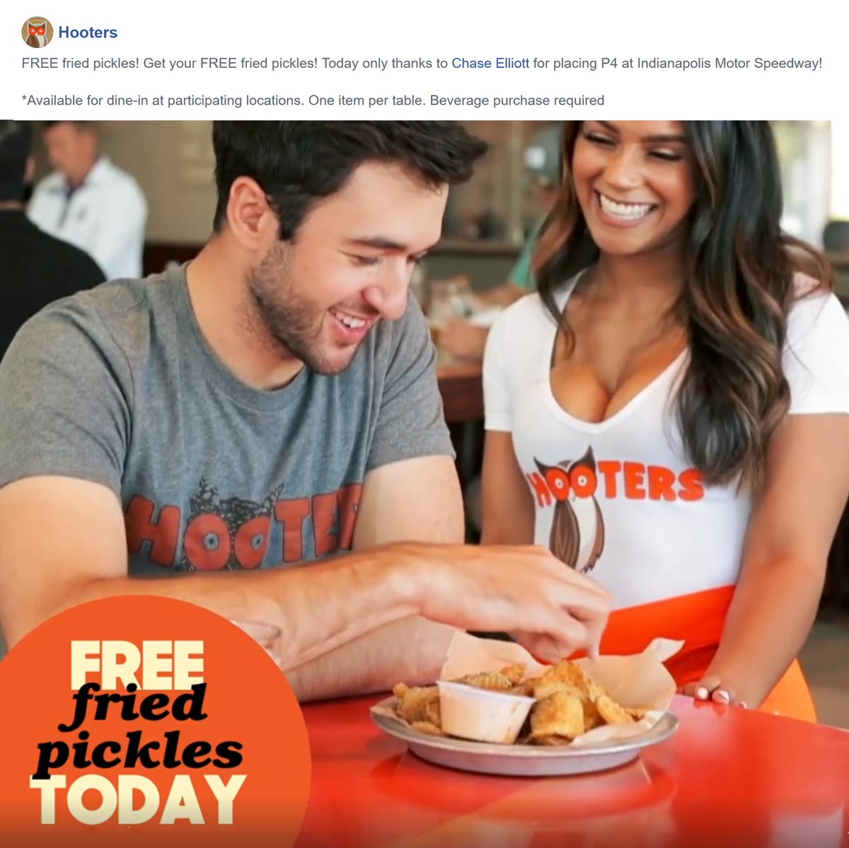 Free Fried Pickles Appetizer Today At Hooters Hooters The Coupons App®