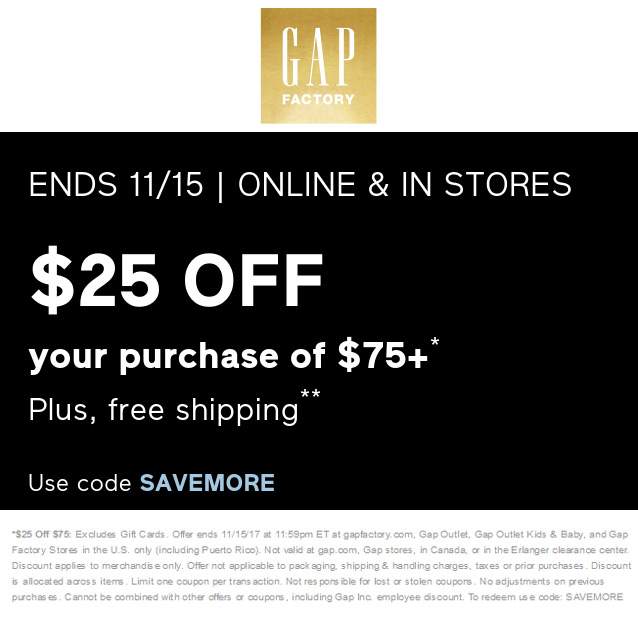 Gap Factory Printable Coupon