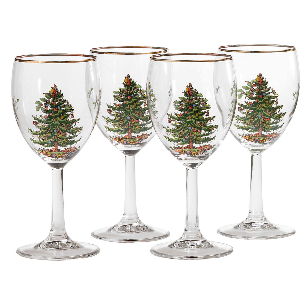 Spode Christmas Tree Glassware Set Of 4 Wine Glasses