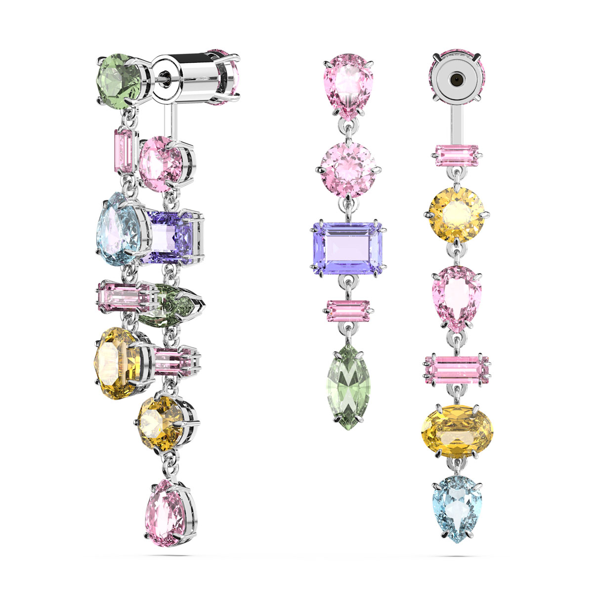 Swarovski Jewelry Gema Multicolored And Rhodium Long Drop Pierced