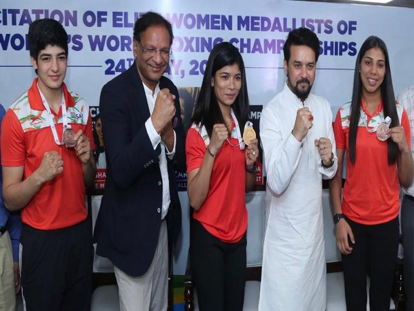 Sports Minister Anurag Thakur Felicitates Boxing World Championship And