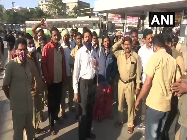 Bharat Bandh Telangana Road Transport Corporation Staff Stage Protest