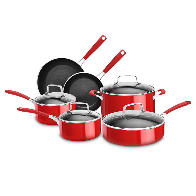 Kitchenaid Kcas10er 10 Piece Non Stick Cookware Set W Glass Lids