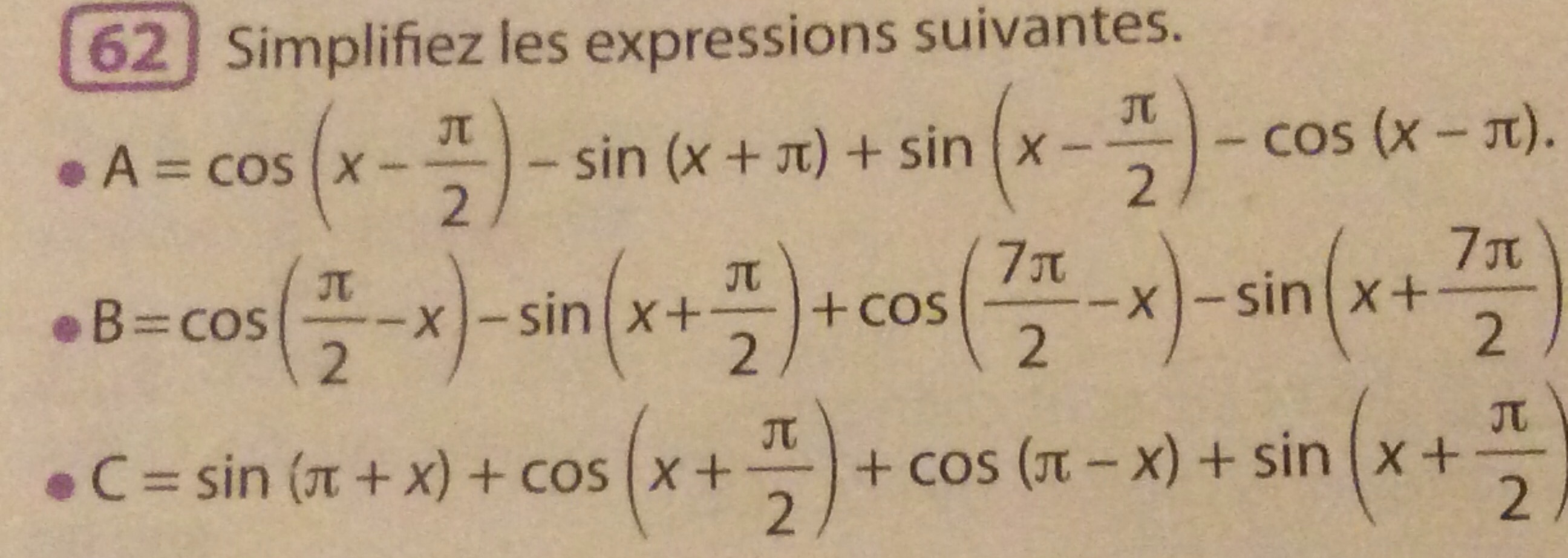 Simplification Expression Trigonométrique Digischool Devoirs