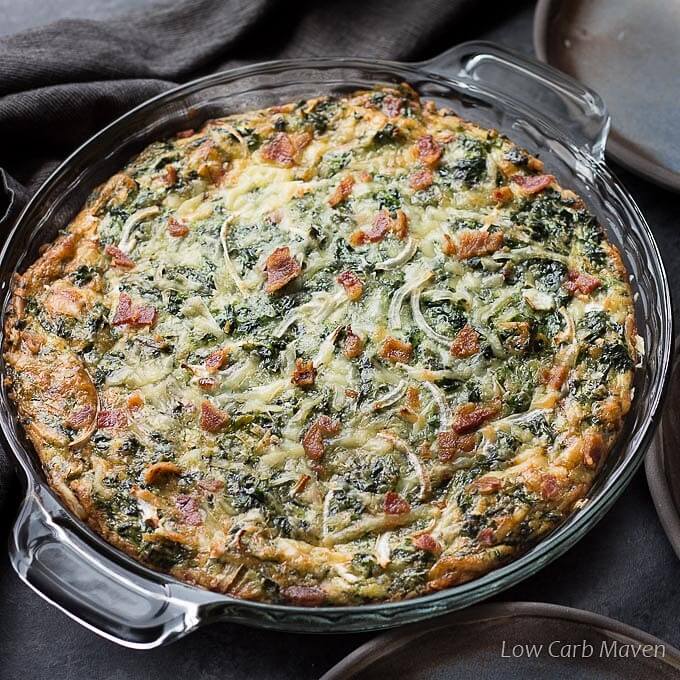 Crustless Spinach Quiche Recipe With Bacon Low Carb Maven