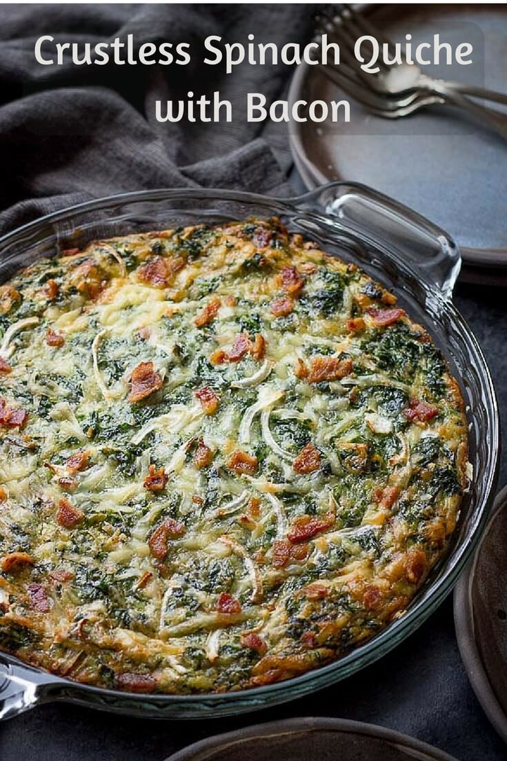 Crustless Spinach Quiche Recipe With Bacon Low Carb Maven