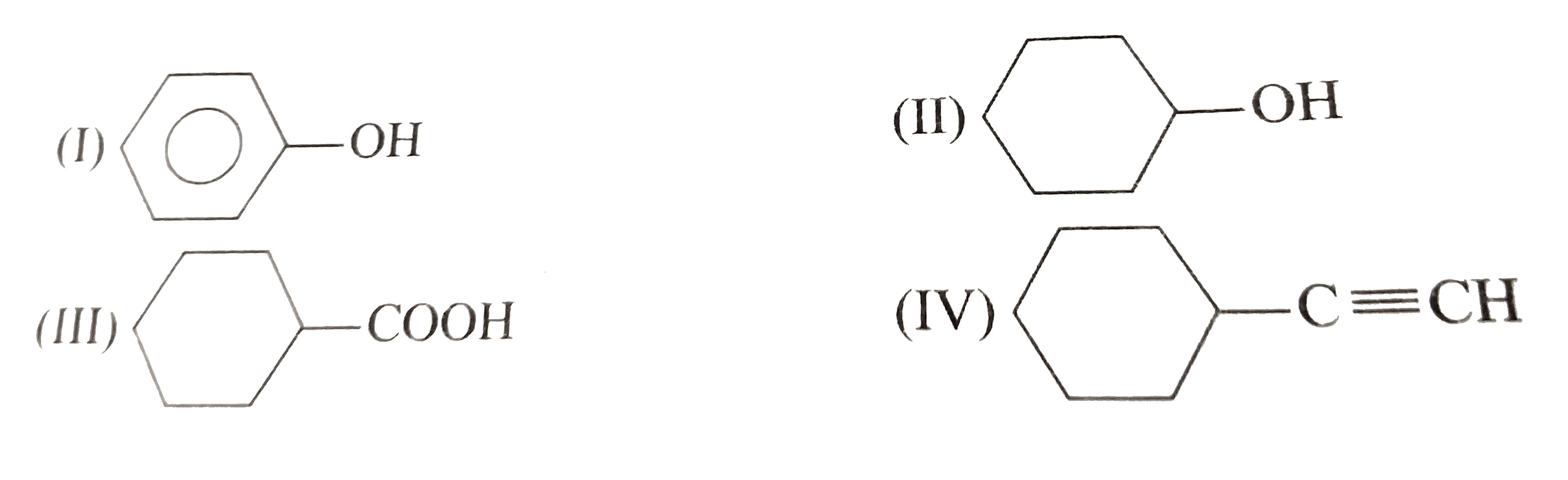 Give The Correct Order Of Increasing Acidity Of The Following Compoun