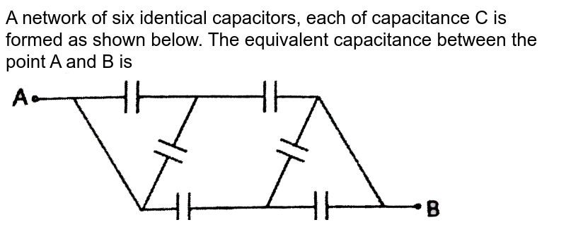 A Network Of Six Identical Capacitors Each Of Capacitance C Is Fo