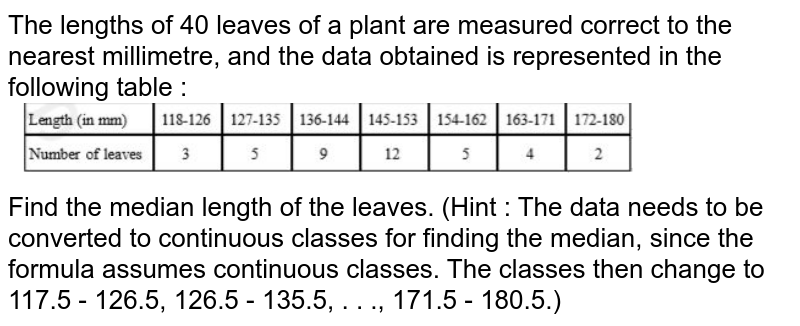 The Lengths Of 40 Leaves Of A Plant Are Measured Correctly To The