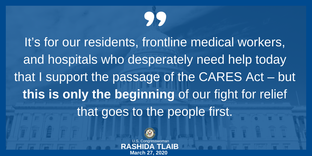 Rep Tlaib Statement On Third Coronavirus Response Bill Rashida Tlaib