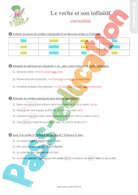 Infinitif Et Groupes De Verbes Ce2 Exercices A Imprimer Par Pass Images