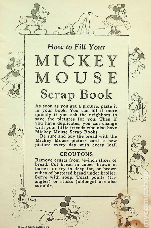 Mickey Mouse Recipe Scrap Book Banner Baking Co Comic Books