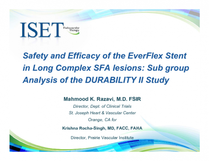 Safety And Efficacy Of The Everflex Stent In Long Complex Sfa Lesions