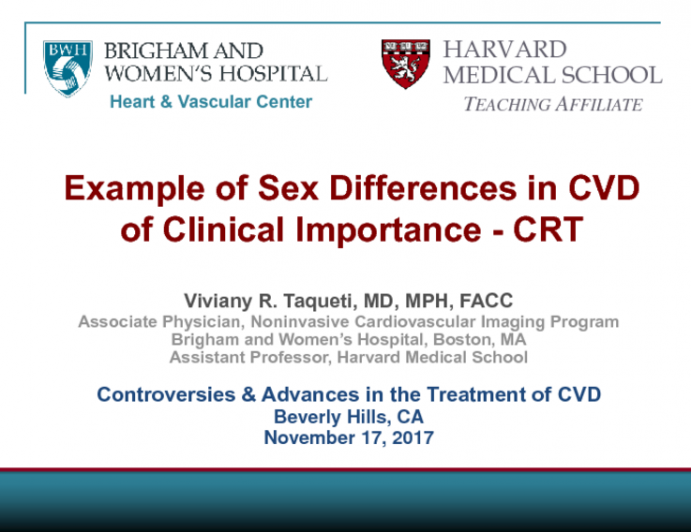 Example Of Sex Differences Of Clinical Importance