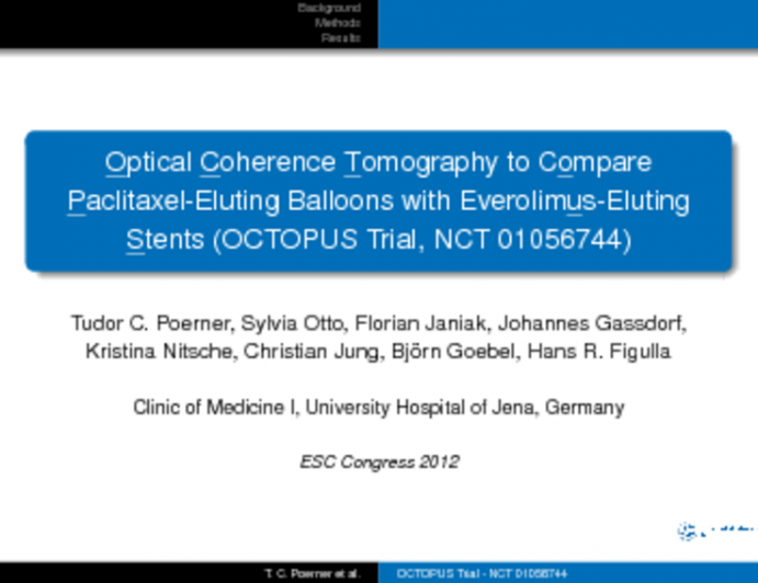 Optical Coherence Tomography To Compare Paclitaxel Eluting Balloons