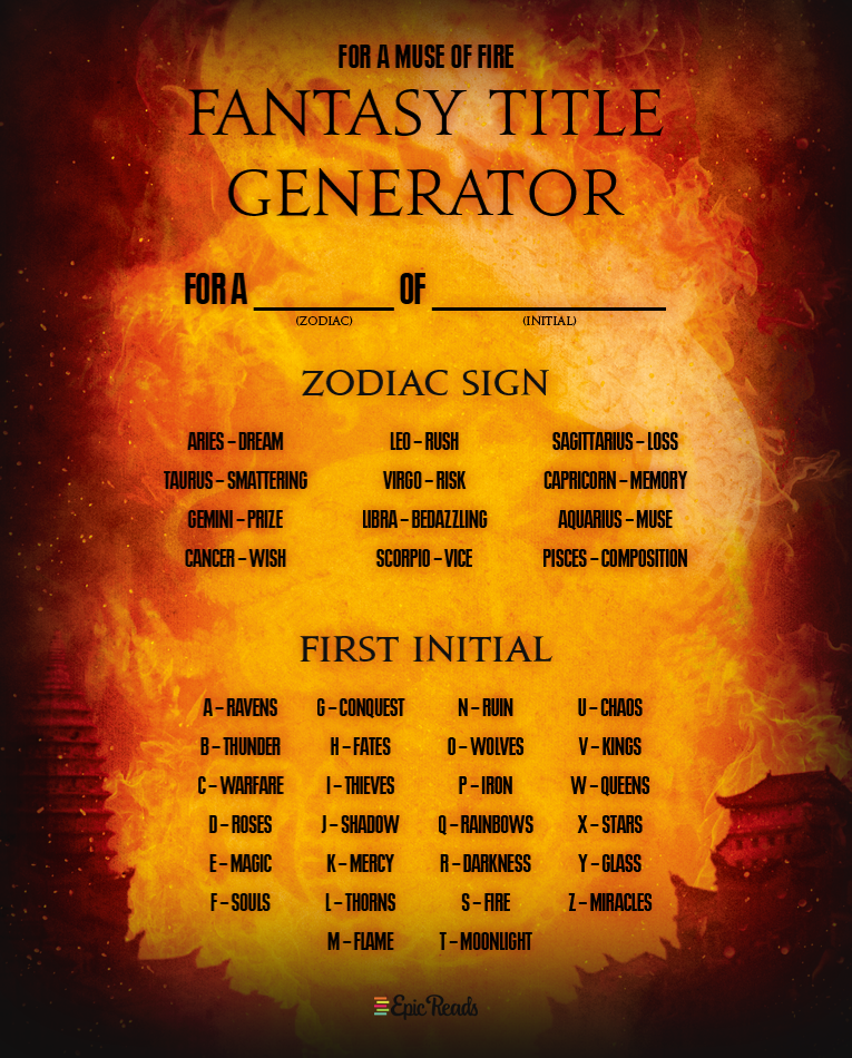 Write Your Own Bestseller With This Fire Fantasy Title Generator