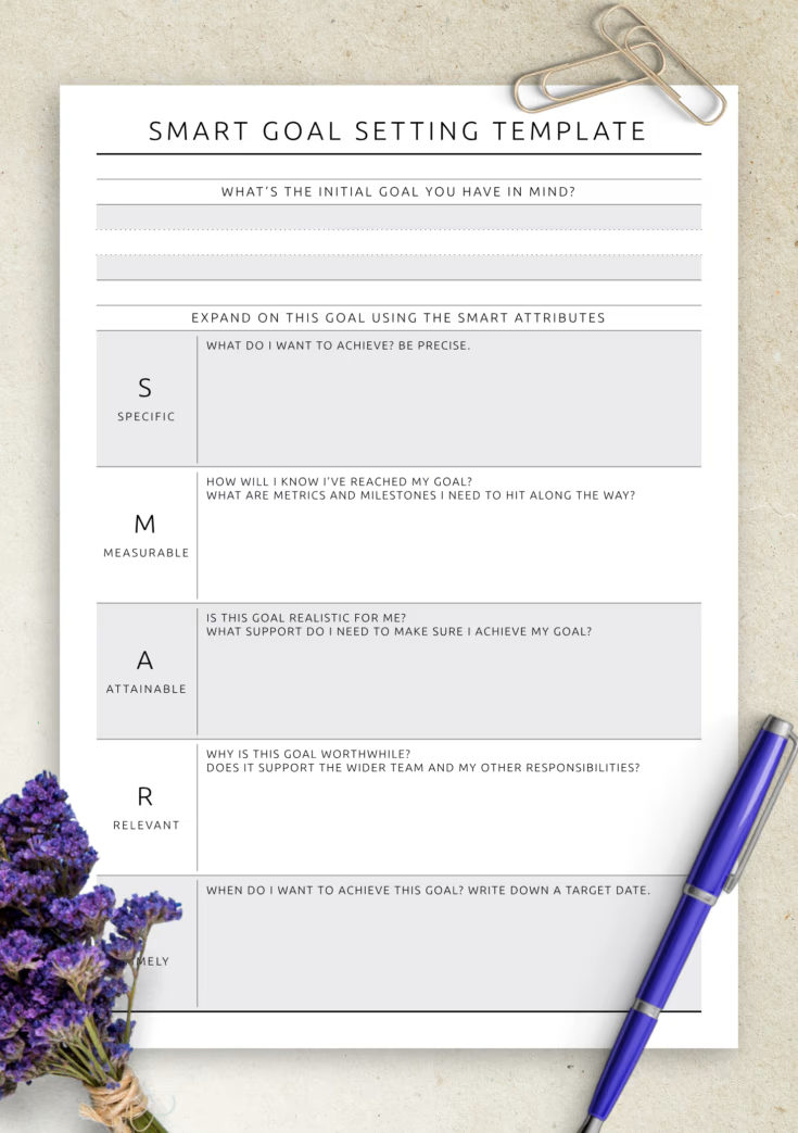 Smart Goal Setting Worksheet