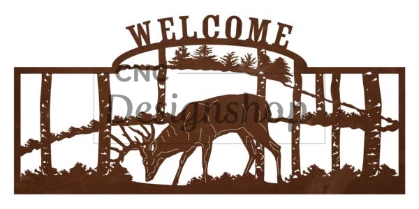 Deer Welcome Sign Dxf File For Cnc