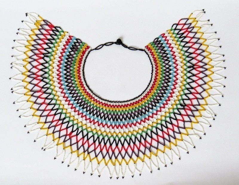 Traditional Wedding Bead Necklace South African Zulu Multicolored Wit