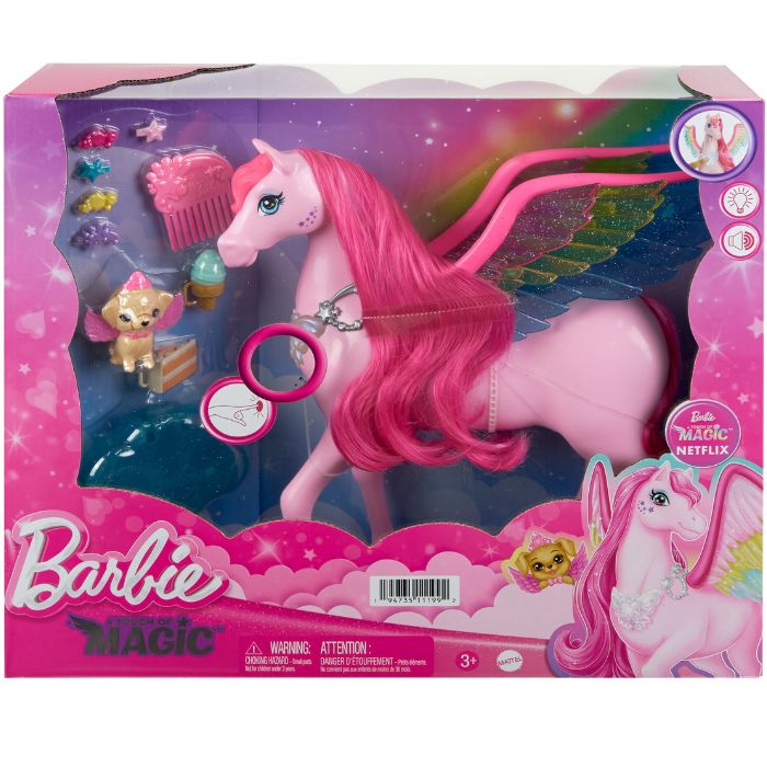 Barbie A Touch Of Magic Pegasus Lekehest Med Vinger Og 10 Tilbehør Hlc40