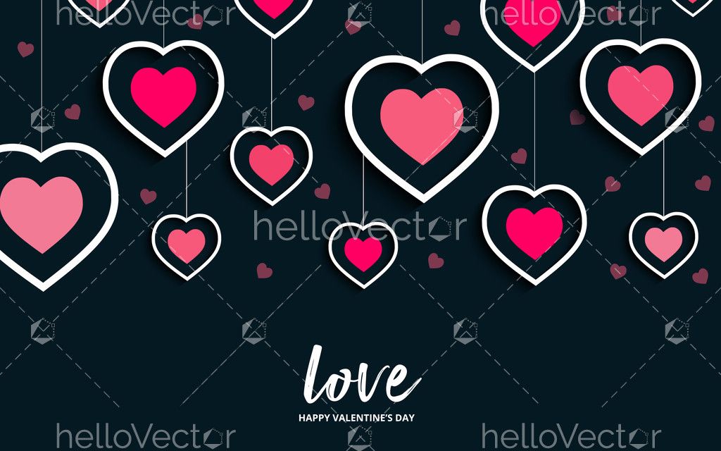 Hanging Hearts Valentines Background Vector Illustration Download