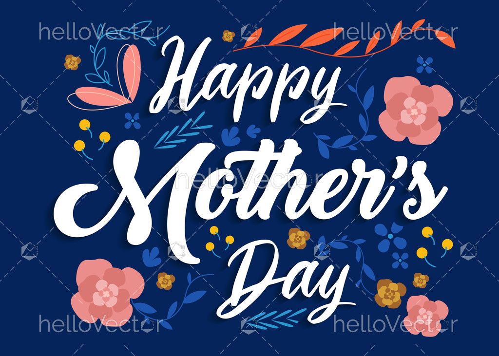 Happy Mothers Day Lettering On A Blue Background Download Graphics