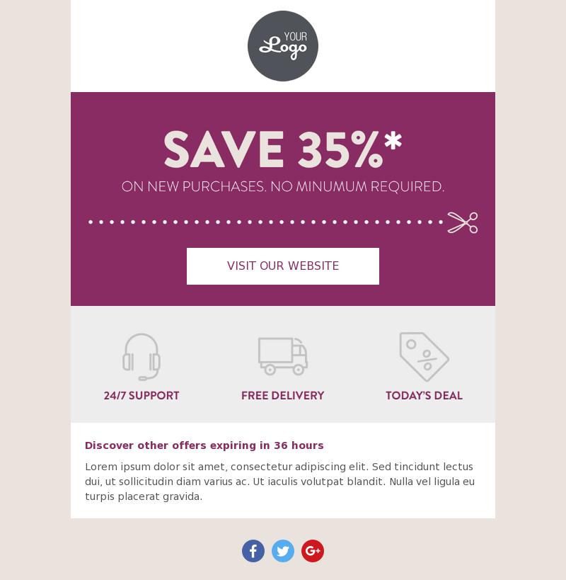 Basic Coupon Transactional Email Template For Fashion Bee Free