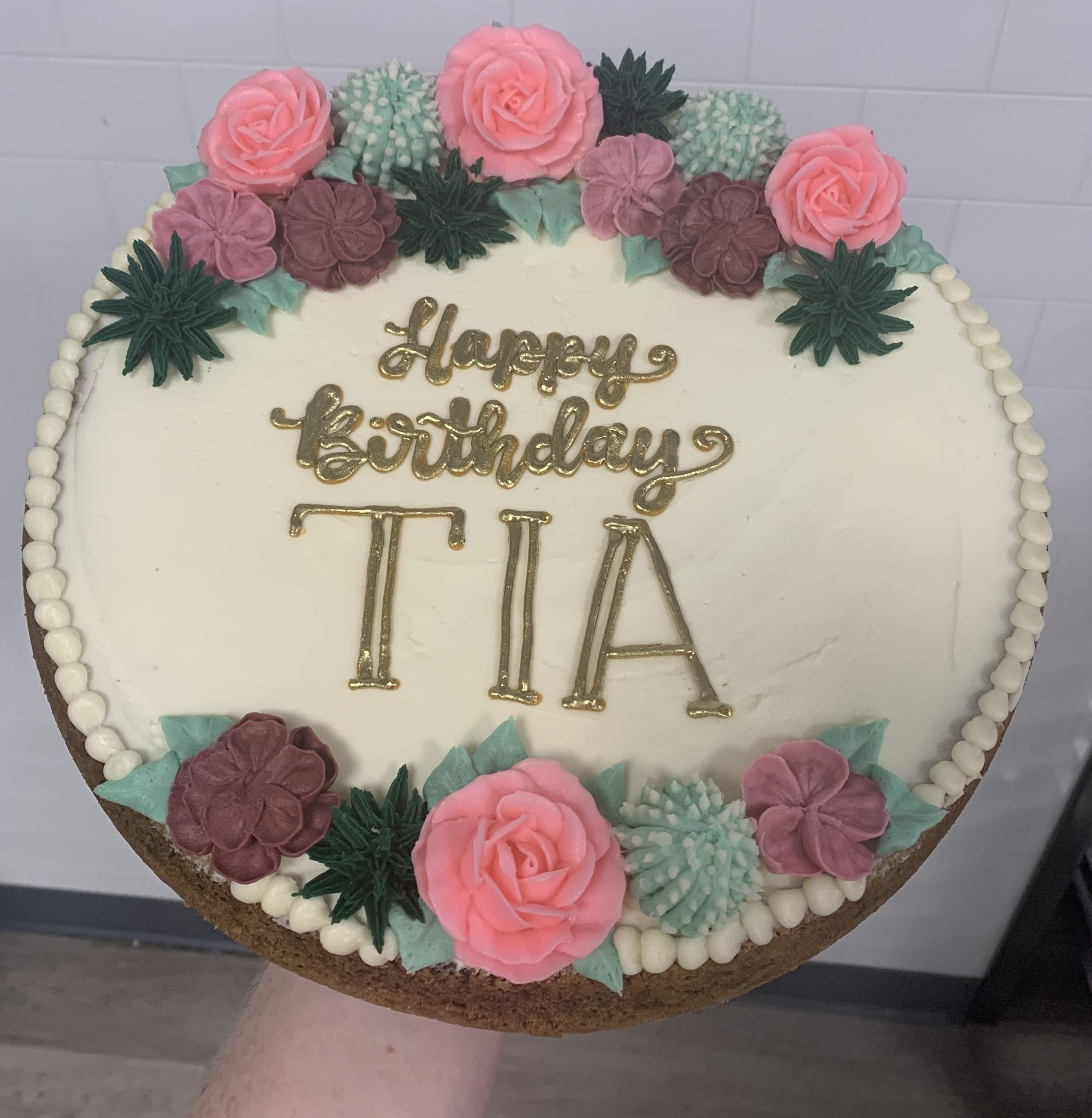 Succulent Floral Birthday Cookie Cake Hayley Cakes And Cookies Hayley