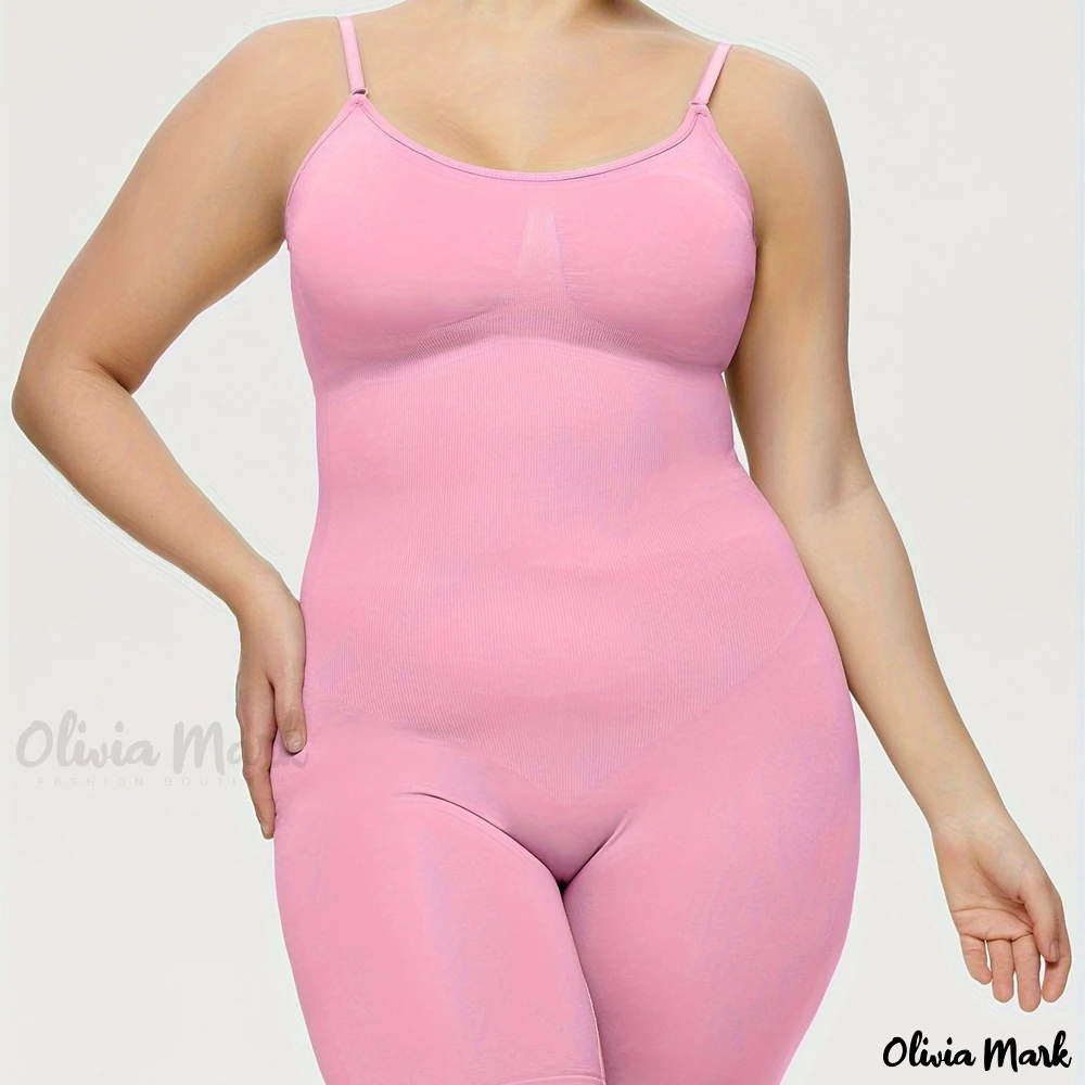 Olivia Mark Plus Size Solid Seamless Bodysuit Shapewear Womens Plus