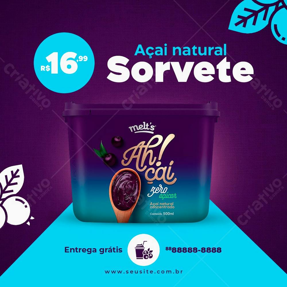 Açai Natural Sorveteria Social Media Psd Editável Download 6166