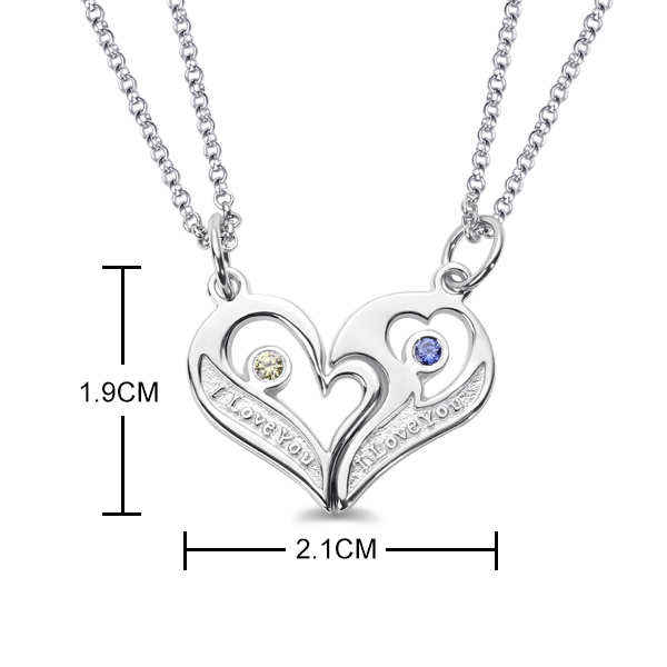 Couples Breakable Necklace With Birthstones Silver Getnamenecklace