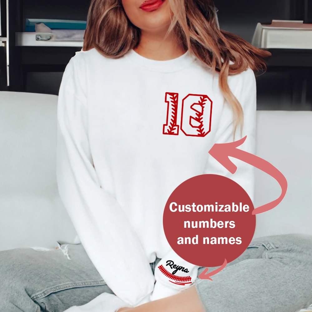 Personalisiertes Namens Baseball Jersey Shirt Baseball Mama Hoodie Mit