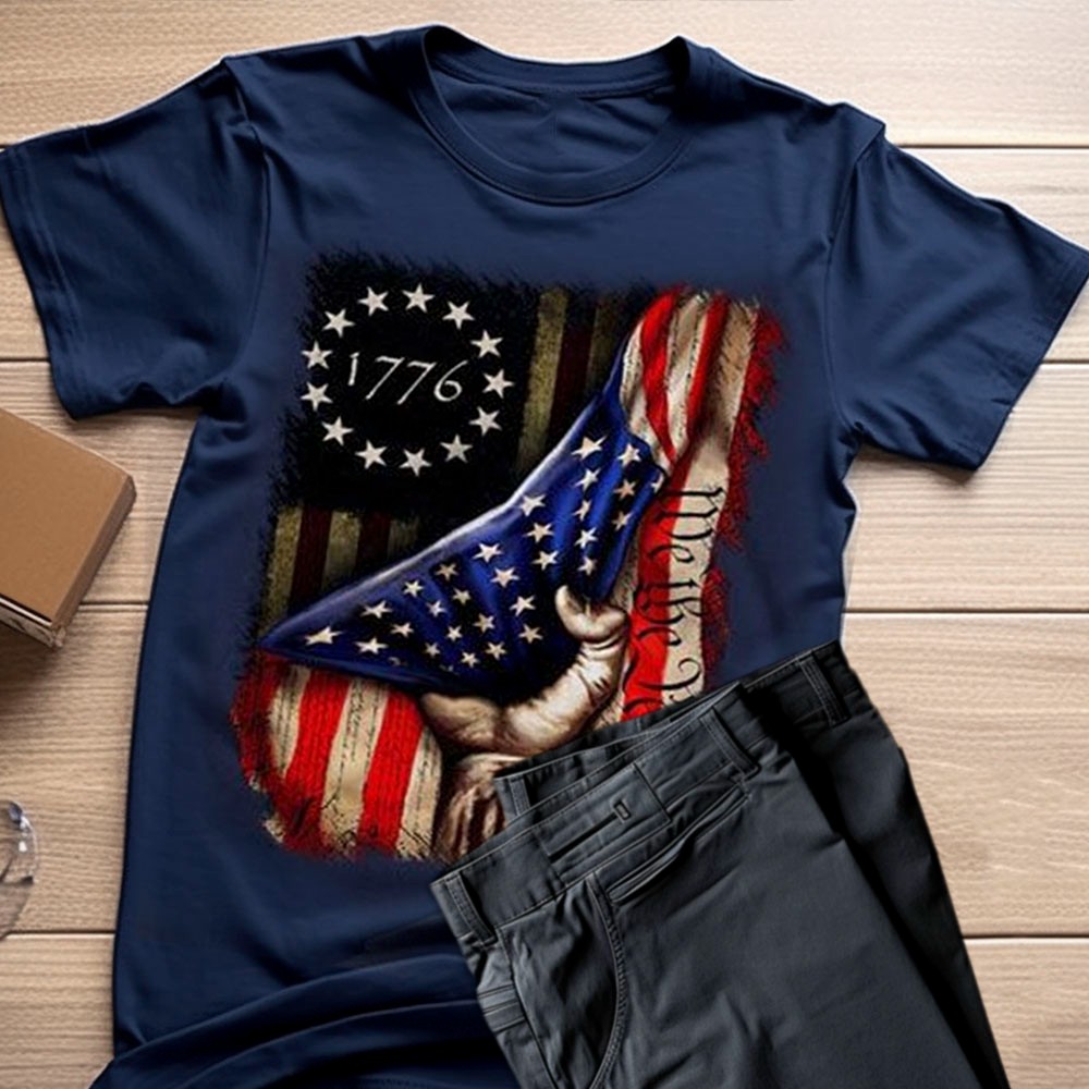 Retro 4 Juli Shirt We The People American Flag T Shirt Rot Weiß Und