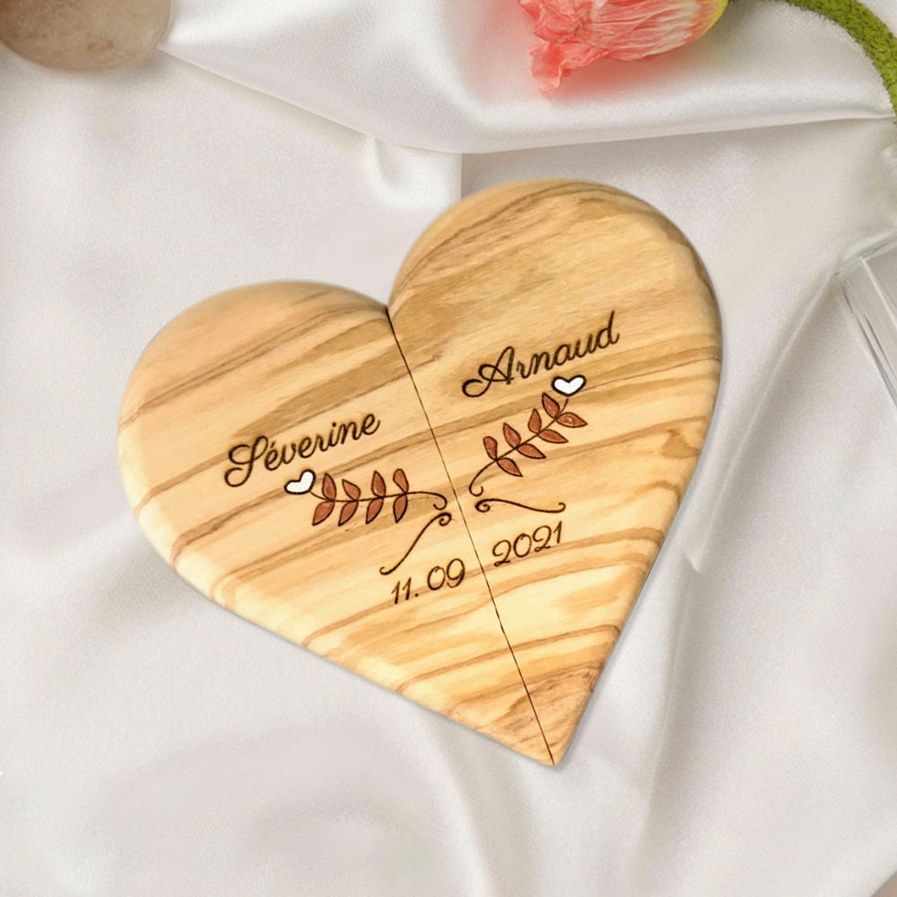 Personalized Wedding Ring Box With Magnet Wedding T Wooden Heart