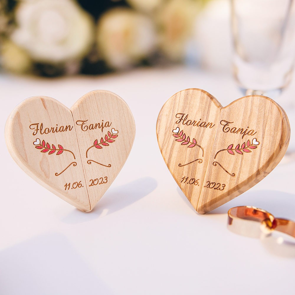 Personalized Wedding Ring Box With Magnet Wedding T Wooden Heart