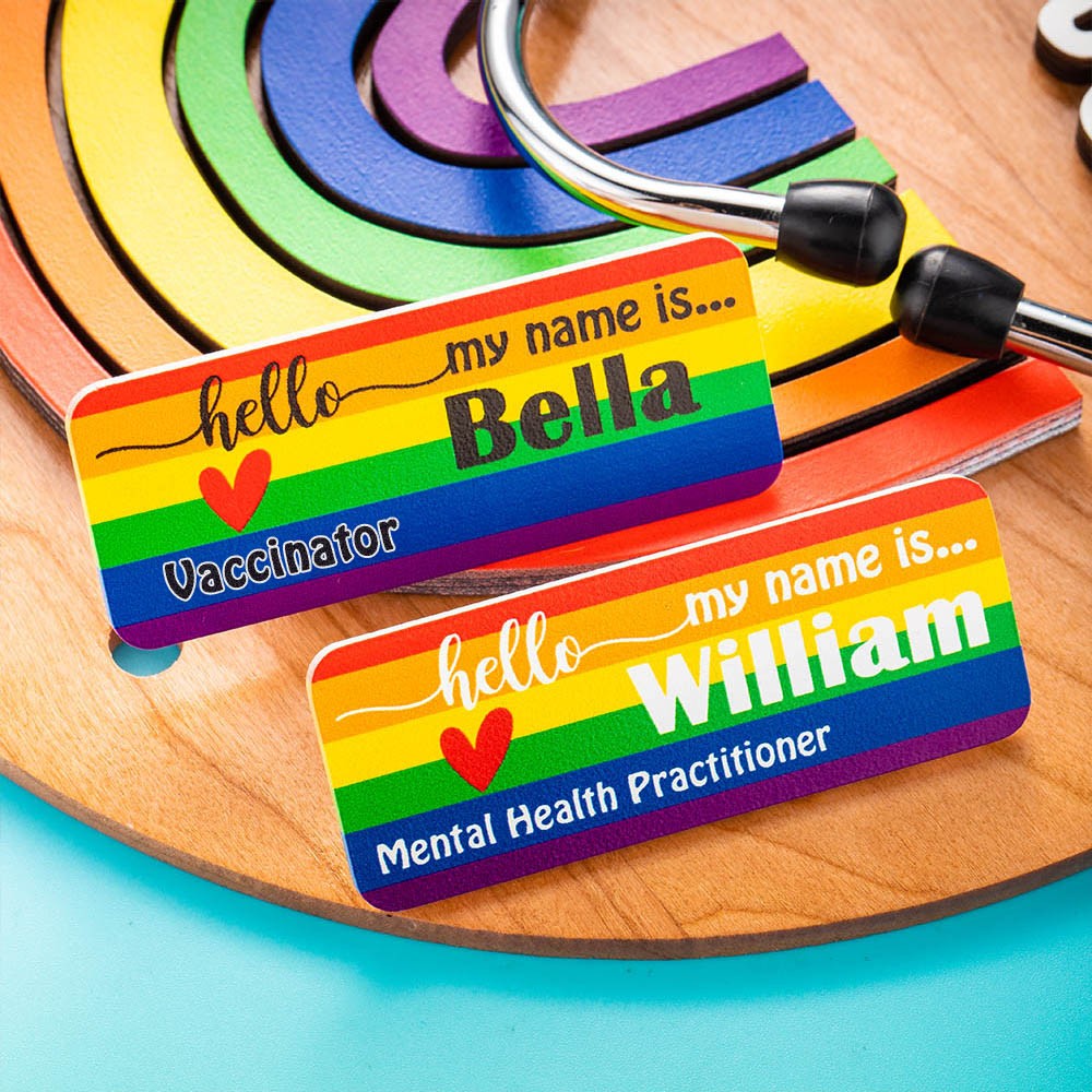 Personalized Name Badge With Rainbow