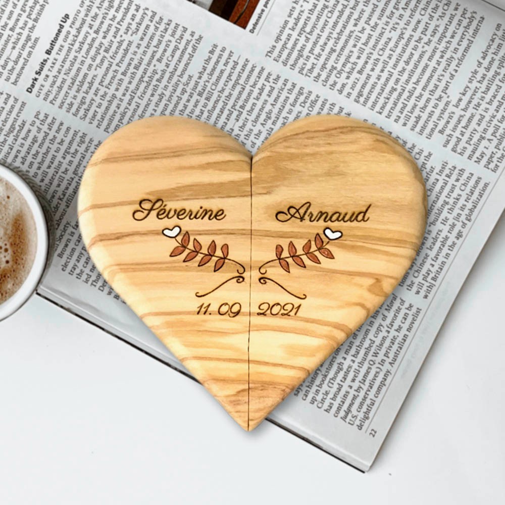 Personalized Wedding Ring Box With Magnet Wedding T Wooden Heart