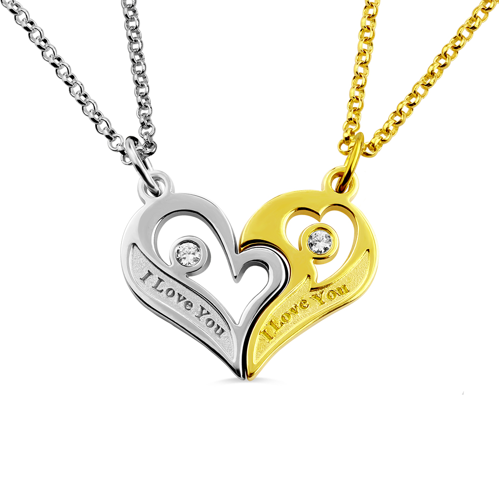 Engraved Birthstones Breakable Heart Necklace For Couples Getnamenecklace