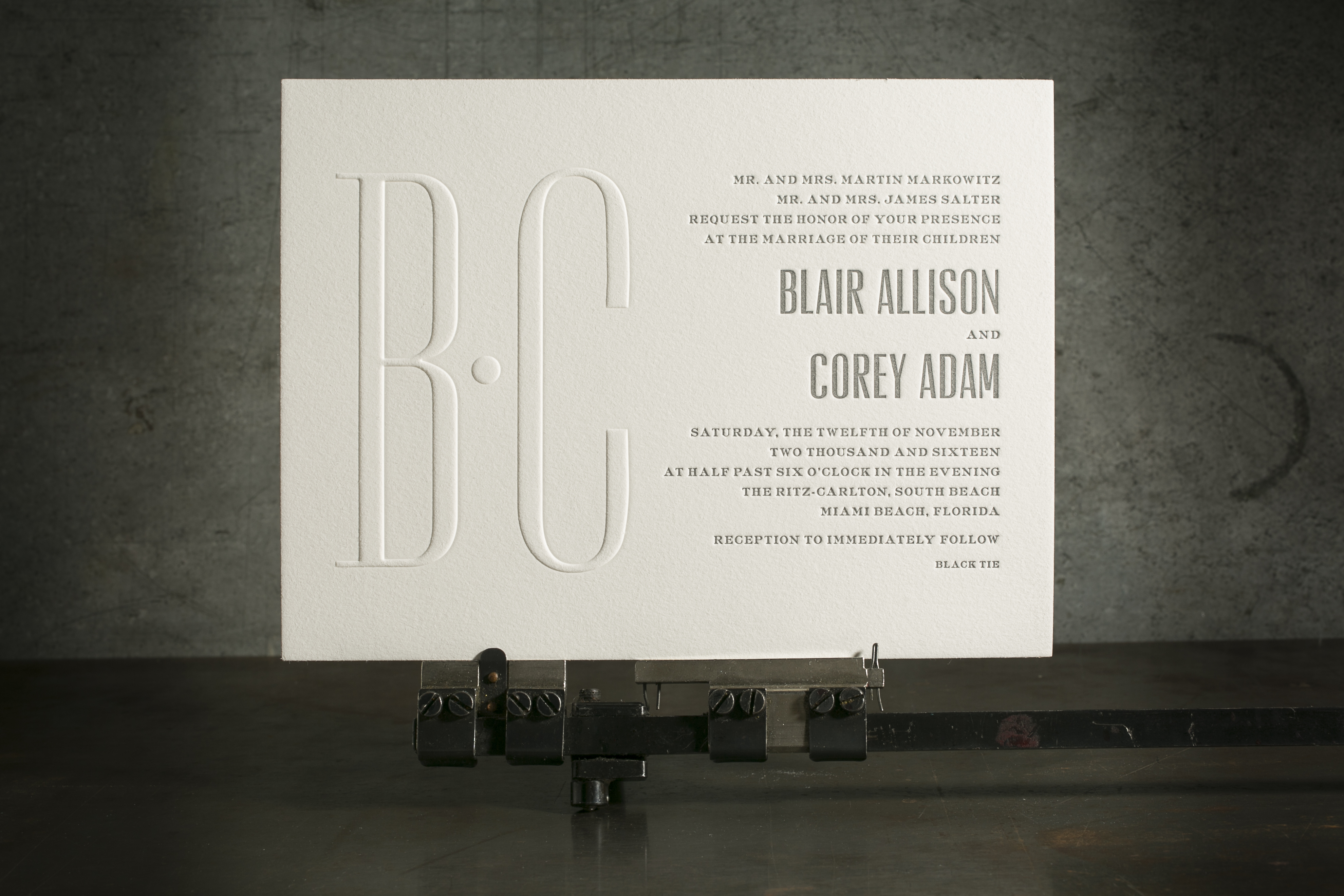 Blind Letterpress Wedding Invitation Wedding