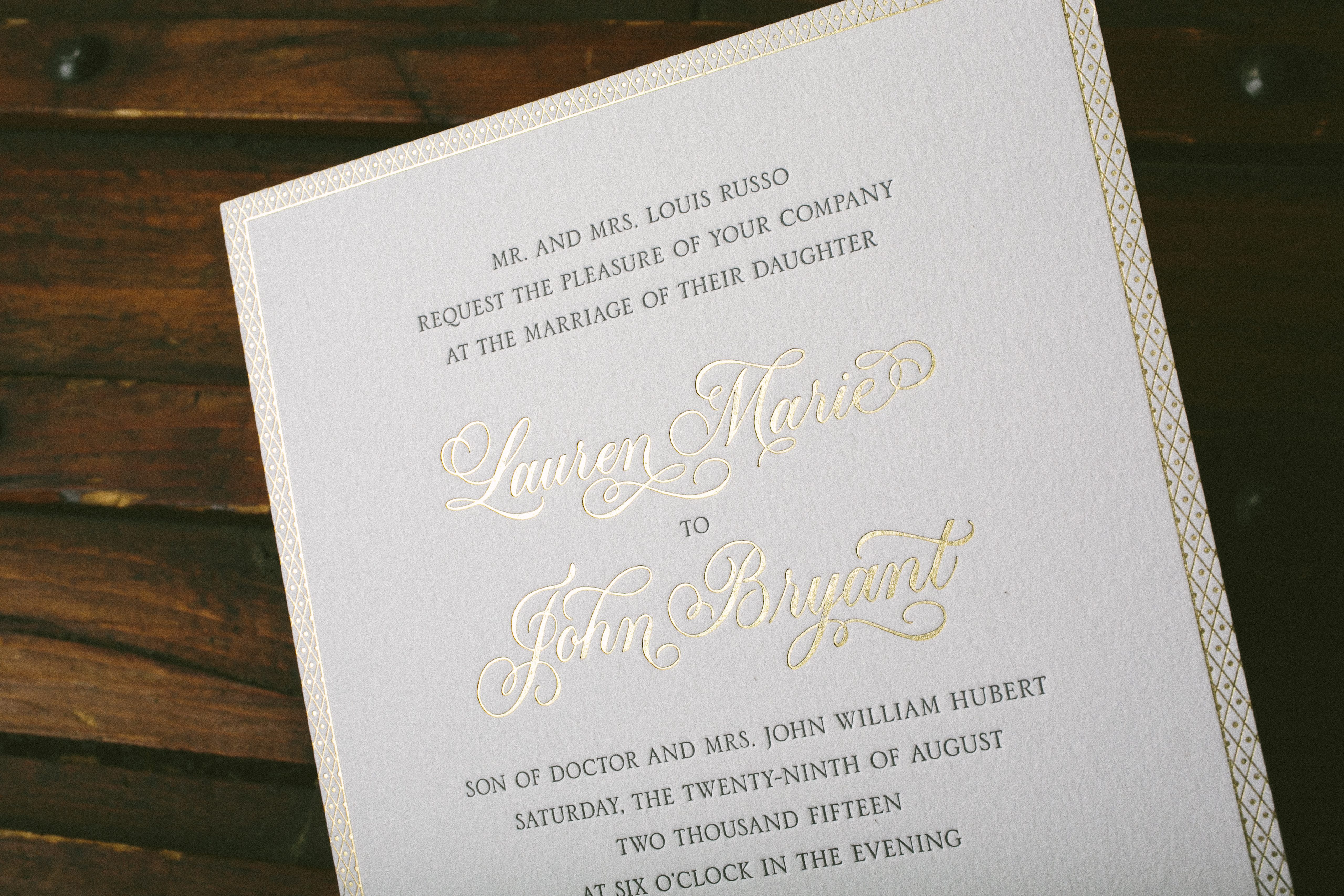 Romantic Wedding Invitations In Pewter And Gold Bella Figura