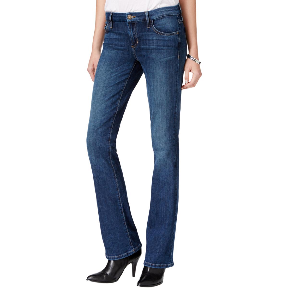Guess Womens Navy Denim Mid Rise Slim Fit Bootcut Jeans 24 Short Bhfo