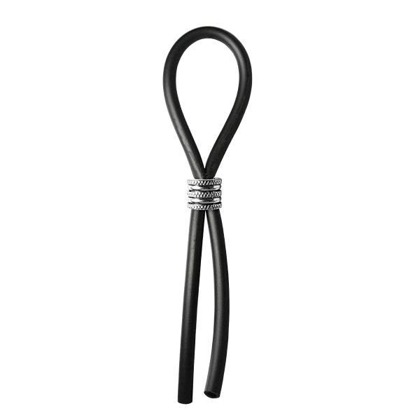 Bolo Lasso And Grooved Stainless Steel Slider Black On