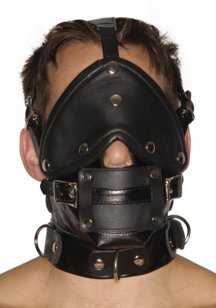 Strict Leather Premium Muzzle With Blindfold And Gags On Discreet Closet